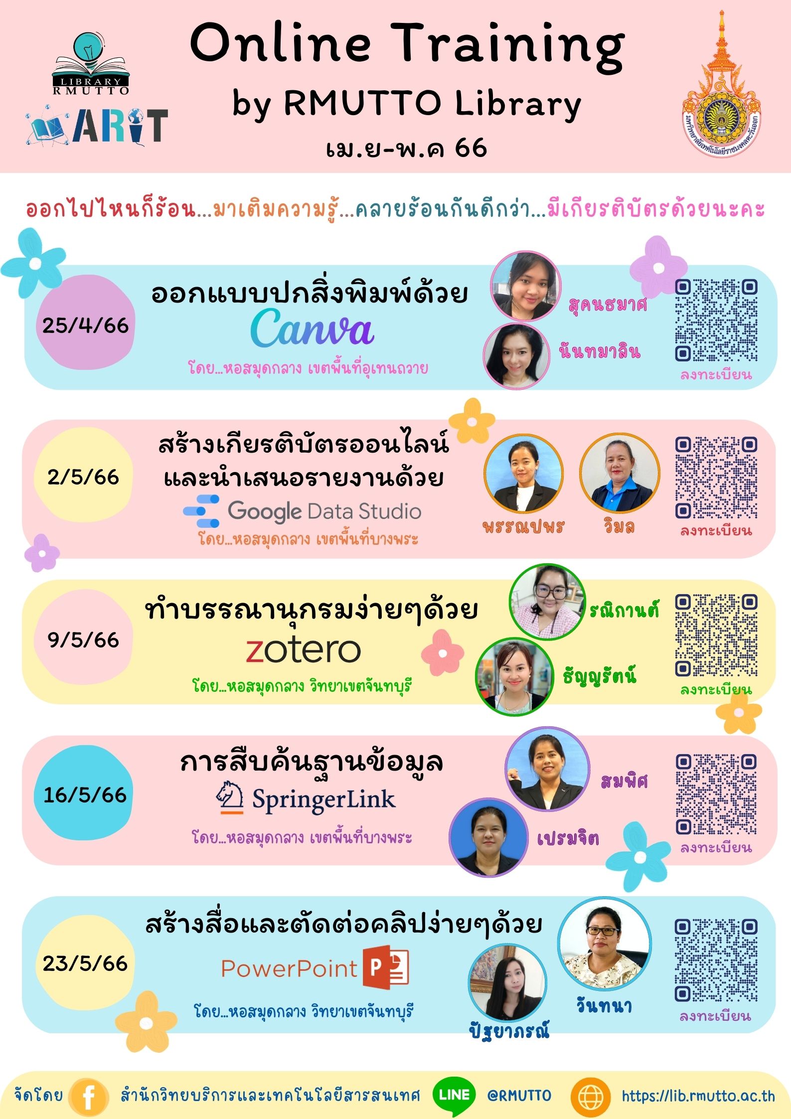 ขอเชิญร่วมอบรมในรูปแบบออนไลน์ Online Training by RMUTTO Library ระหว่าง ...